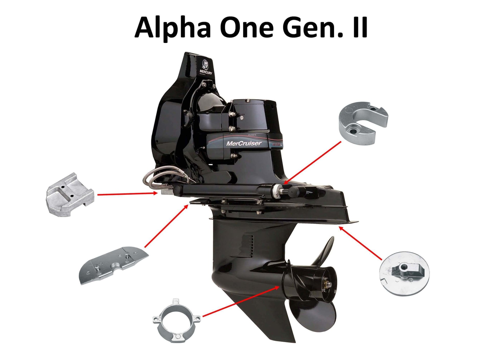 Anodo in alluminio MerCruiser kit Alpha one generazione 2 Alluminio ...